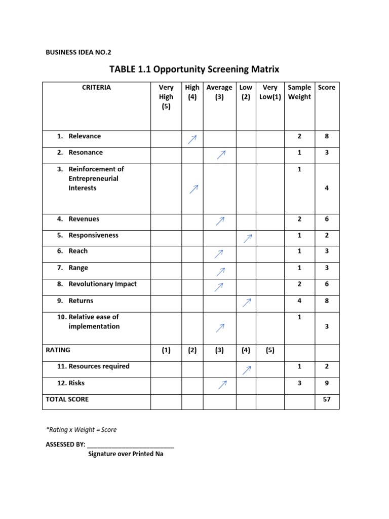 Opportunity Screening Matrix Overview | PDF | Entrepreneurship | Risk