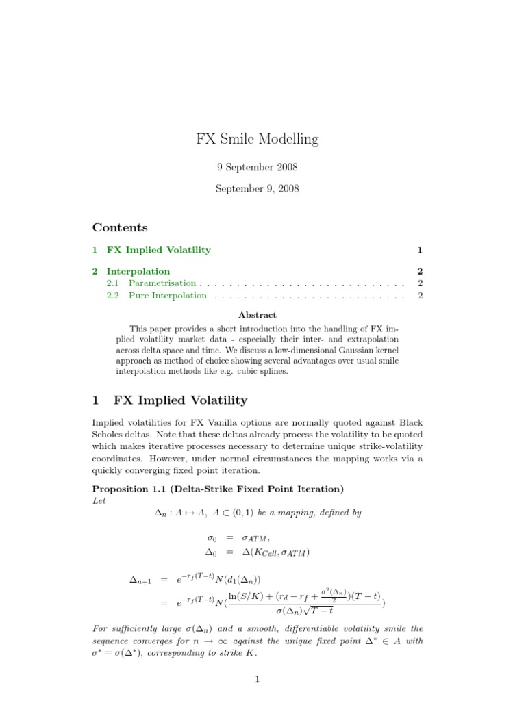 FX Smile Modelling | PDF | Implied Volatility | Volatility (Finance)