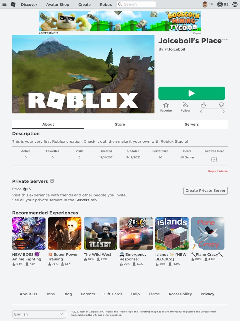 Joiceboil's Place - Roblox | PDF
