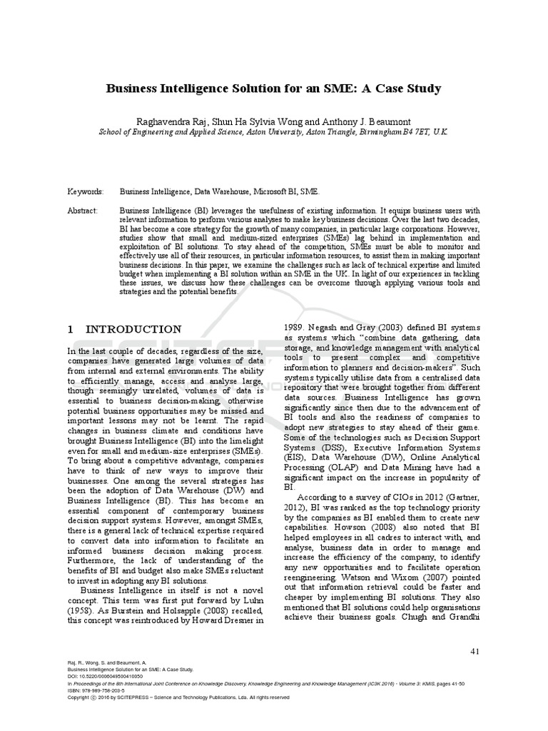 Bi Case Study Pdf Data Warehouse Microsoft Sql Server