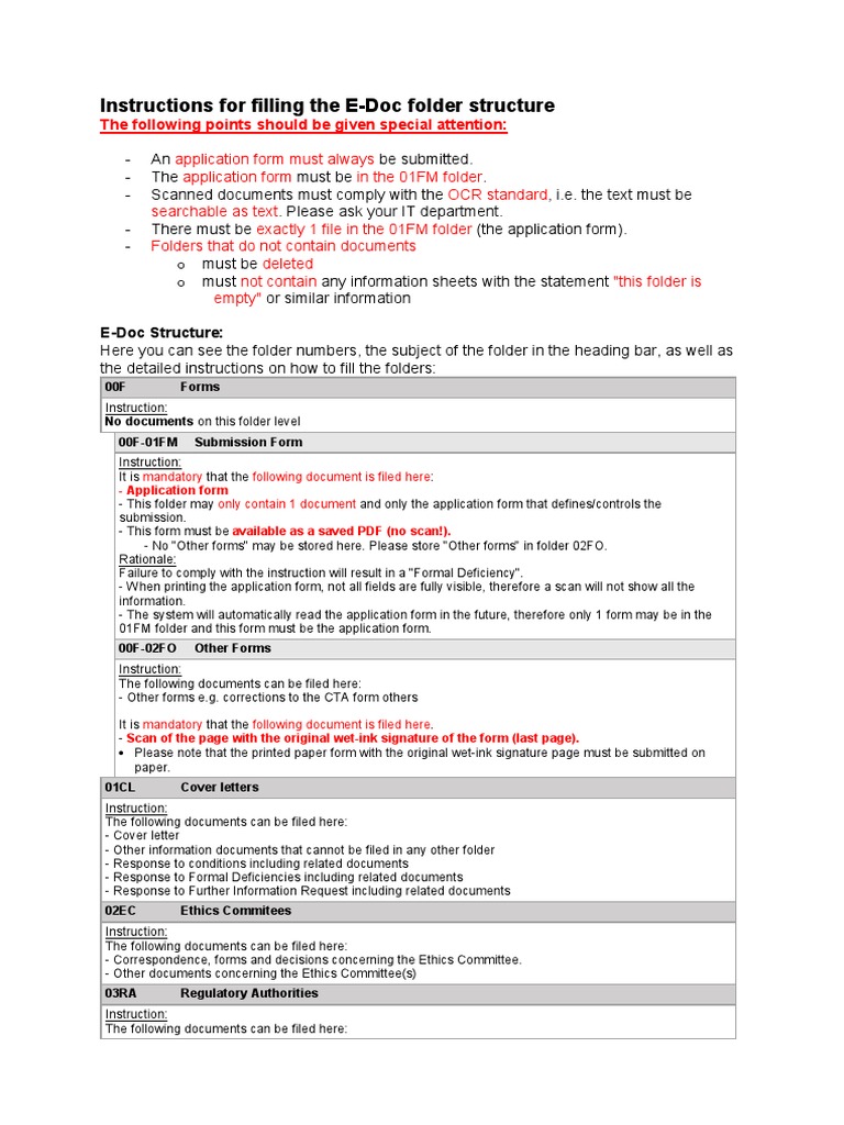 Instructions For Filling The E-Doc Folder Structure | PDF