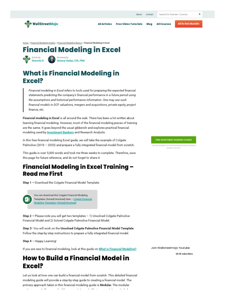 WWW Wallstreetmojo Com Financial Modeling in Excel Popmake 95356 | PDF ...