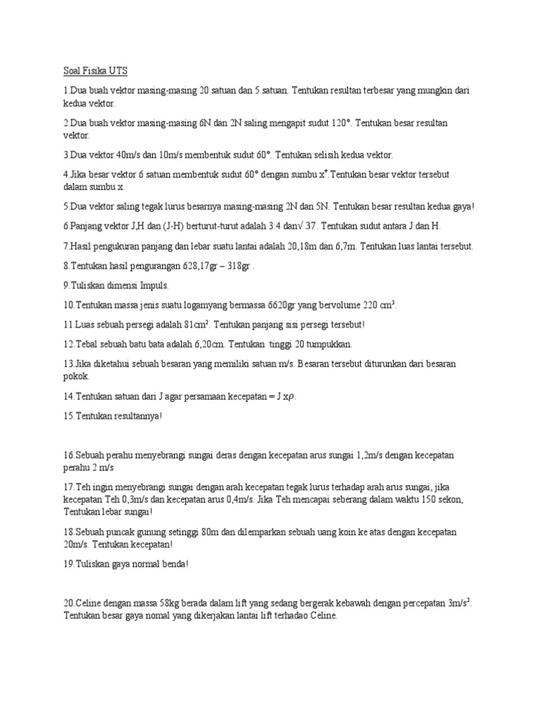Soal Fisika UTS | PDF