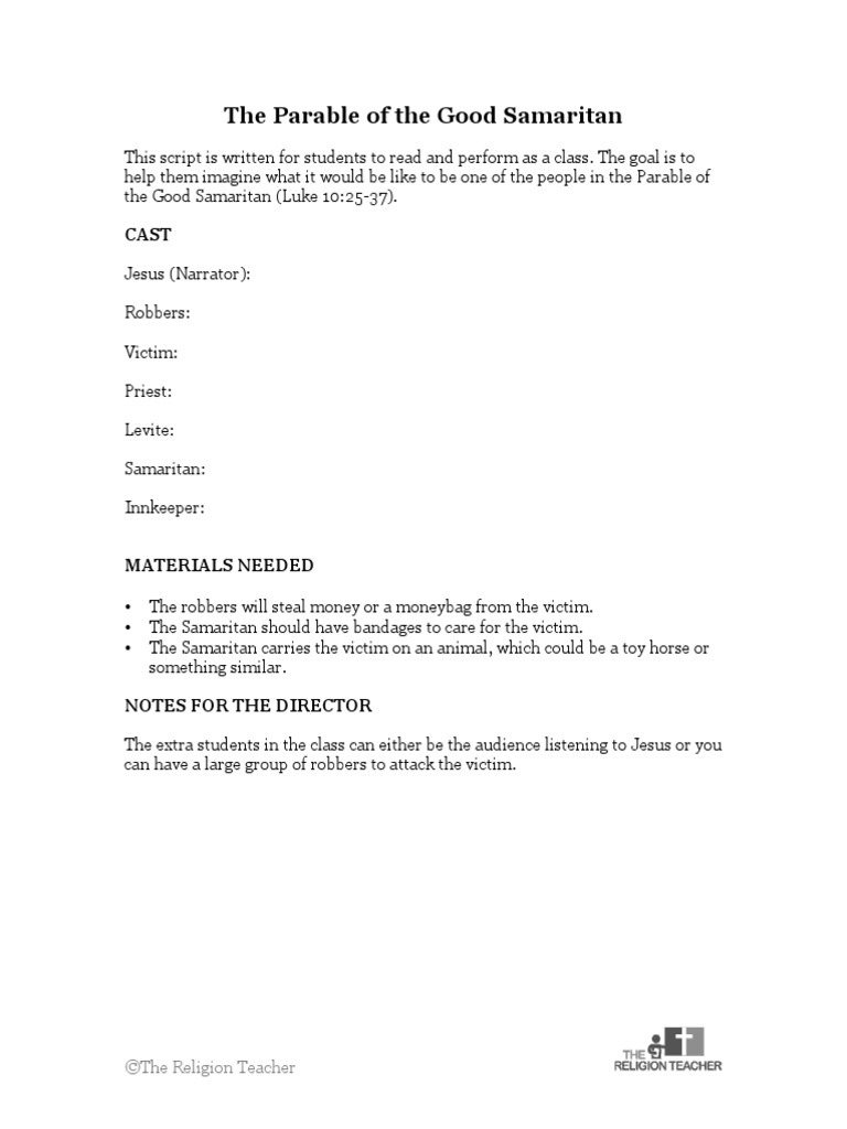 Parable of The Good Samaritan Skit Script | PDF