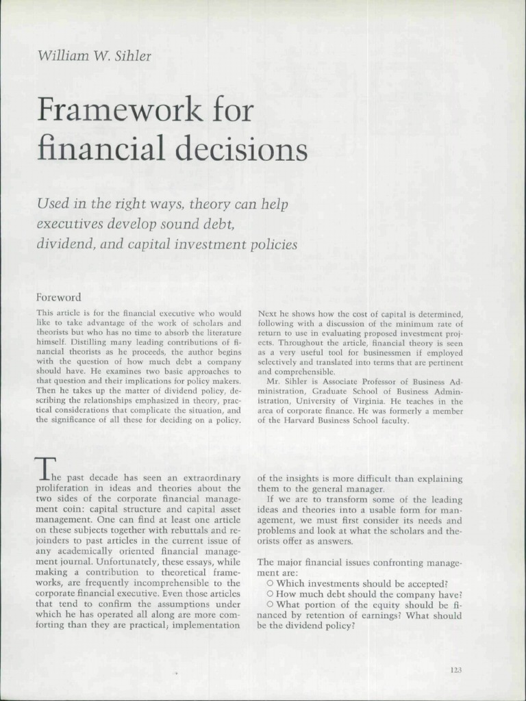 Framework For Financial Decisions | PDF