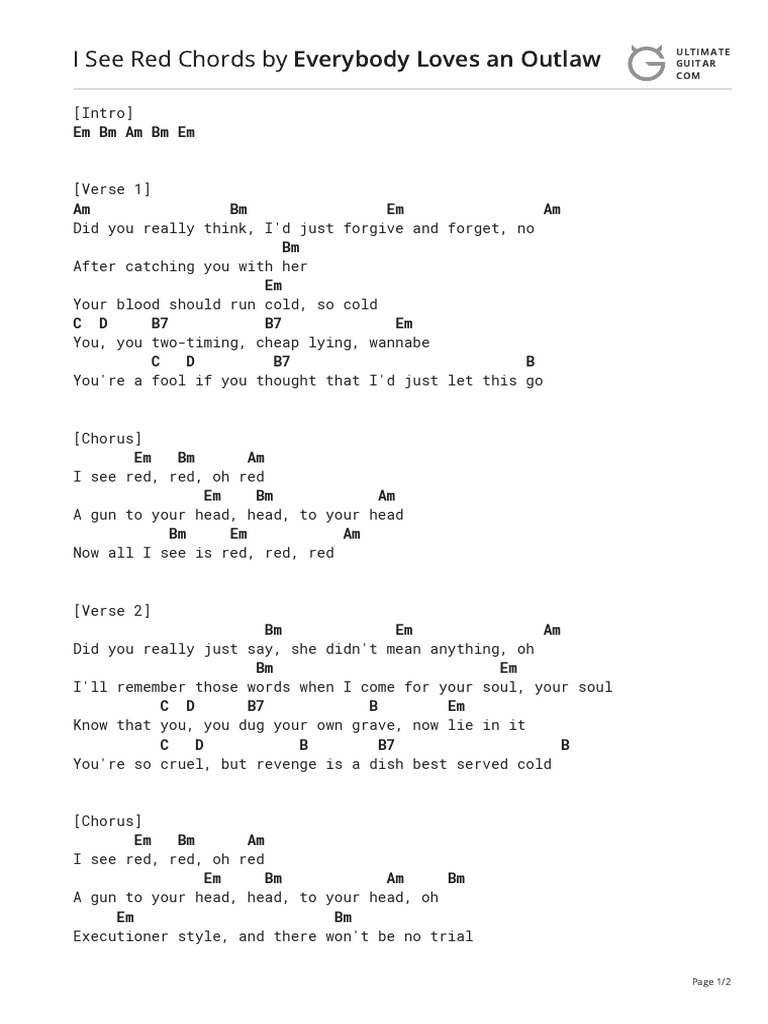 I See Red Chords and Lyrics | PDF