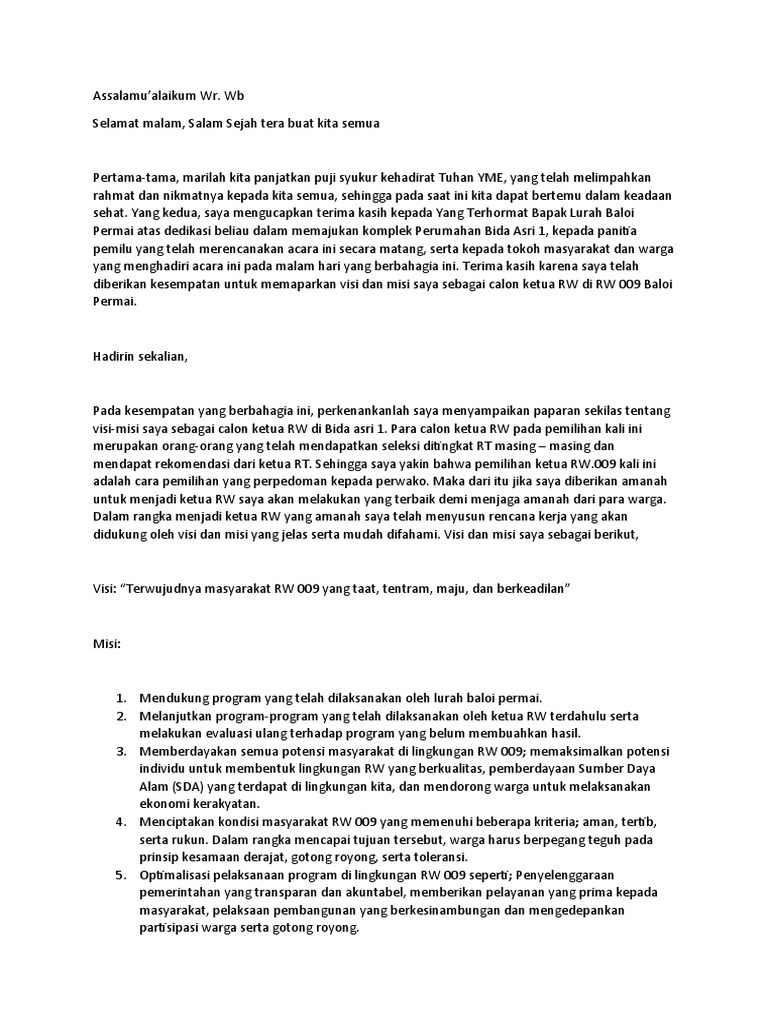 Visi - Misi RW | PDF