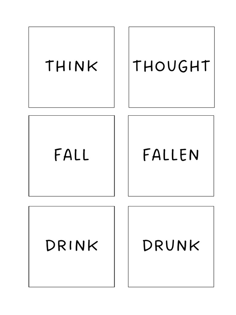 Irregular Verbs Past Participle Matching Cards | PDF