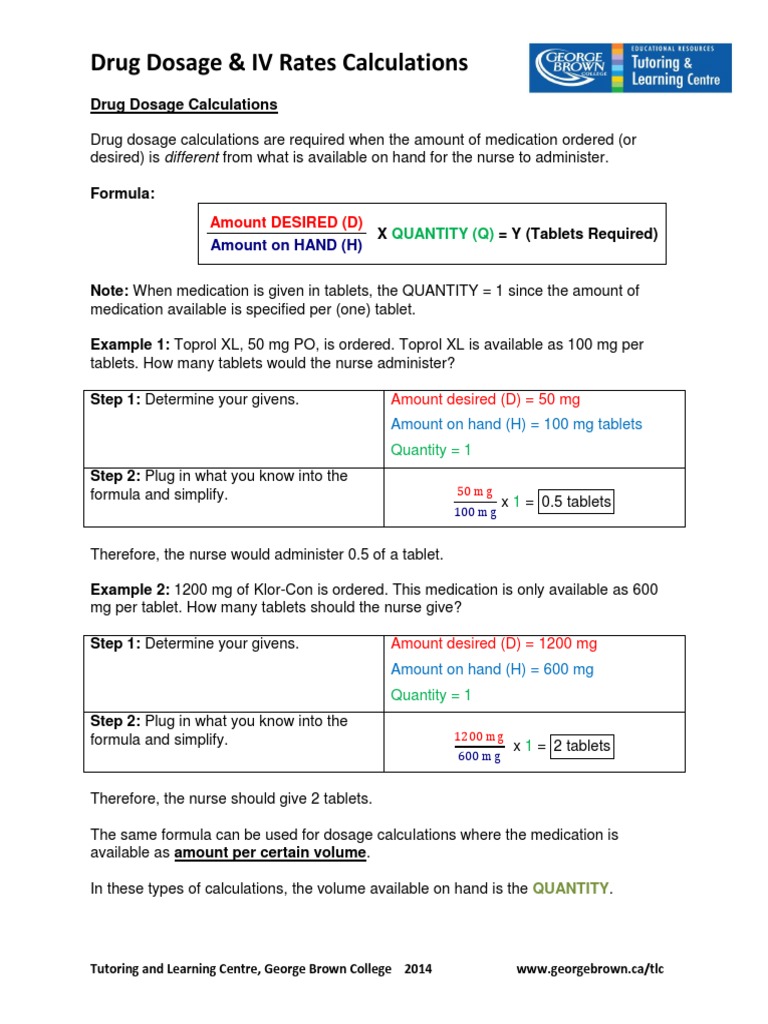 Pharmacology Formulas | PDF | Dose (Biochemistry) | Chemistry