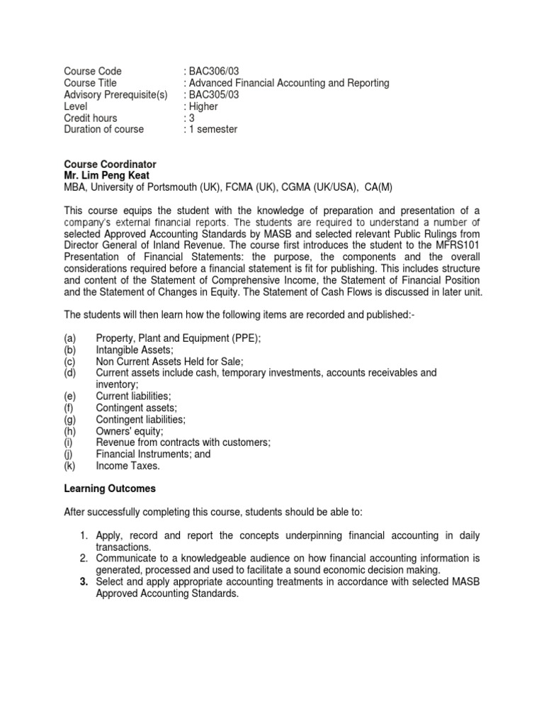 BAC306 - 03 Advanced Financial Accounting and Reporting | PDF ...