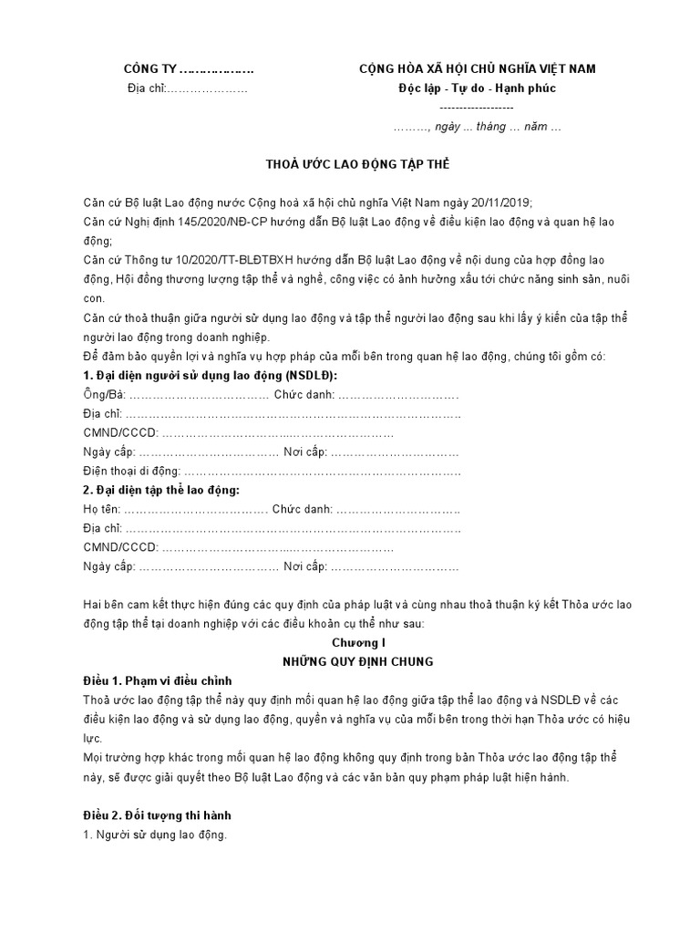 Thoa Uoc Lao Dong Tap The | PDF