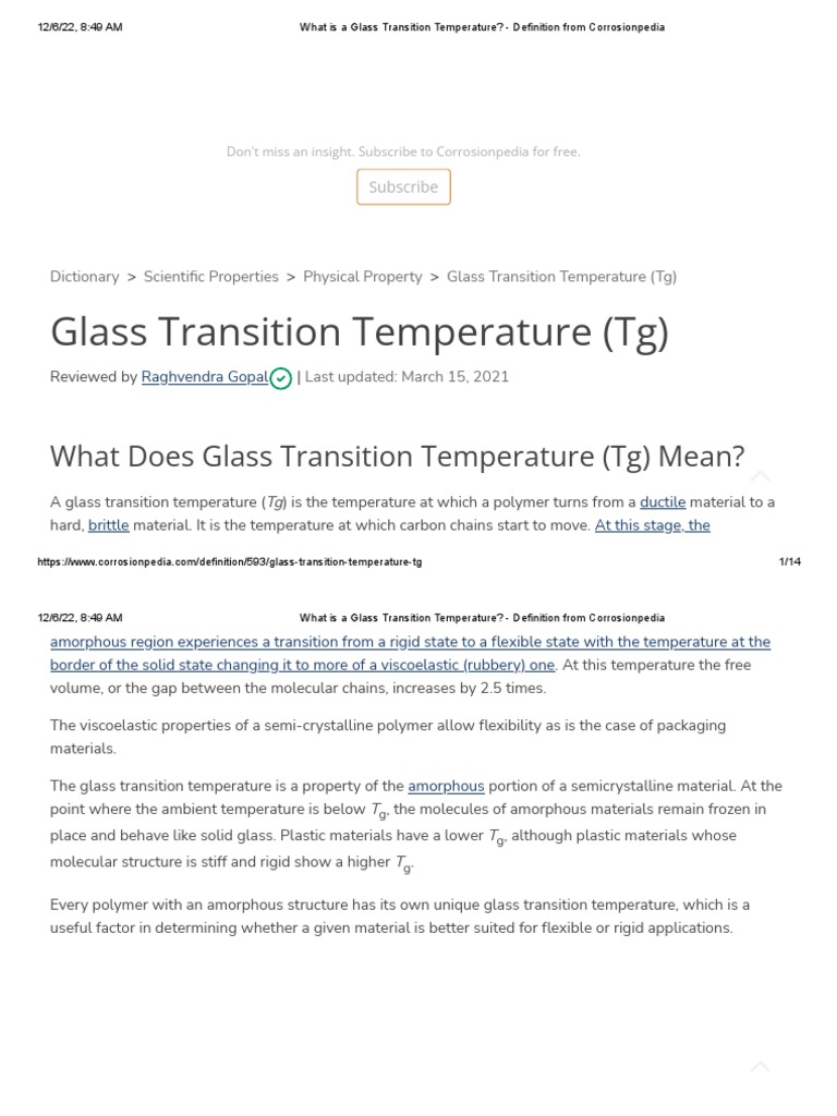 What Is A Glass Transition Temperature - Definition From Corrosionpedia ...