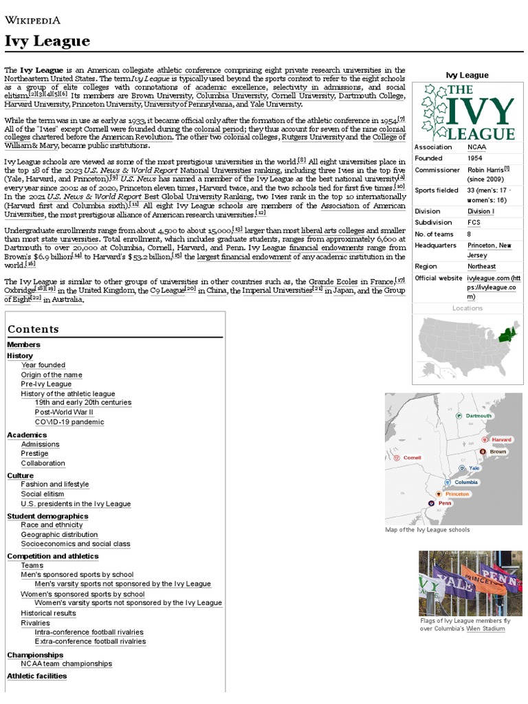 Ivy League - Wikipedia | PDF