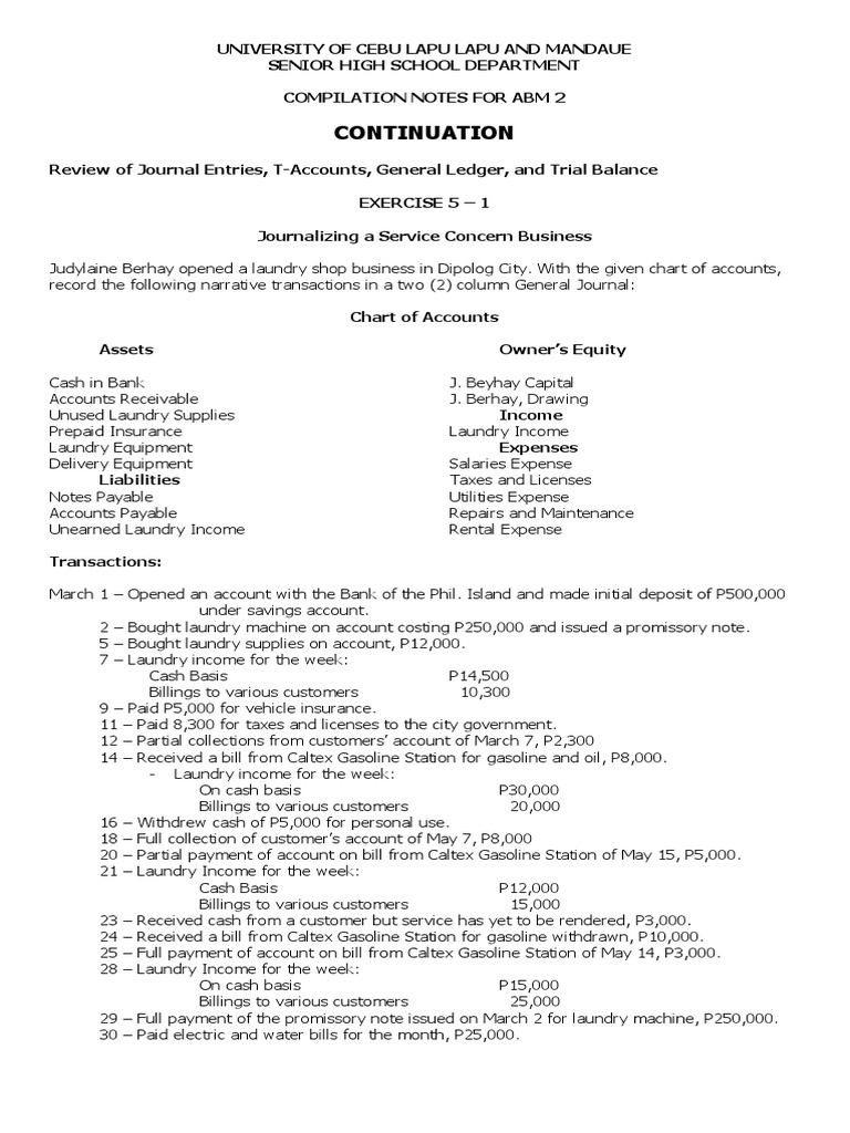 Compilation Notes On Journal Ledger and Trial Balance - Part 2 | PDF ...