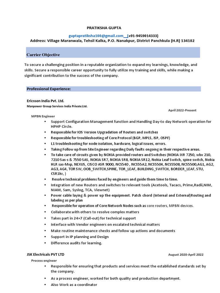 CV 2022 Pratiksha | PDF | Router (Computing) | Computer Networking