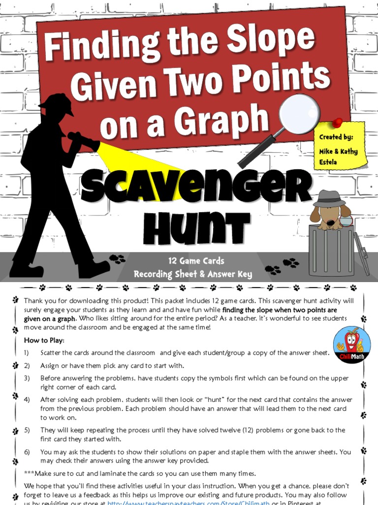 Scavenger Hunt: Recording Sheet & Answer Key 12 Game Cards | PDF ...