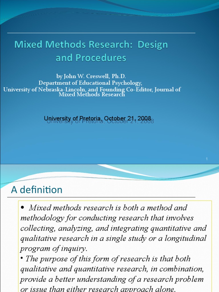 Mixed Methods Research - Design and Procedures - by John W Creswell - zp37294 | PDF ...