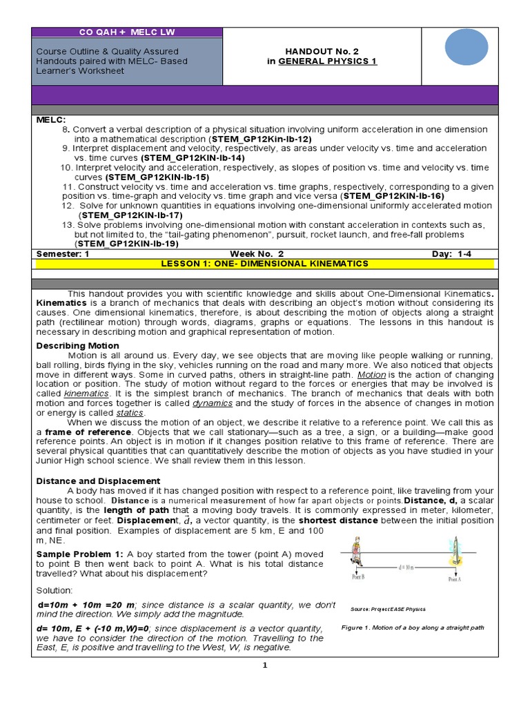 Worksheet Handouts 2 - Neil Marie M. Chua Gen - Phy1 | PDF | Speed | Velocity