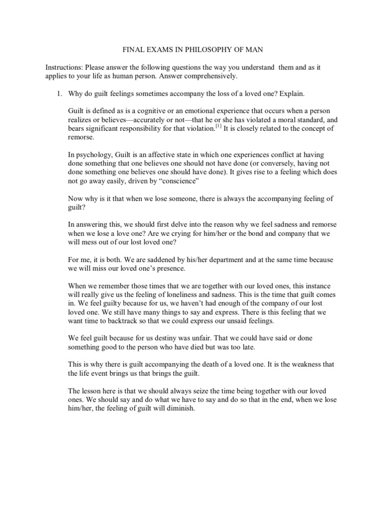Final Exams in Philosophy of Man | PDF