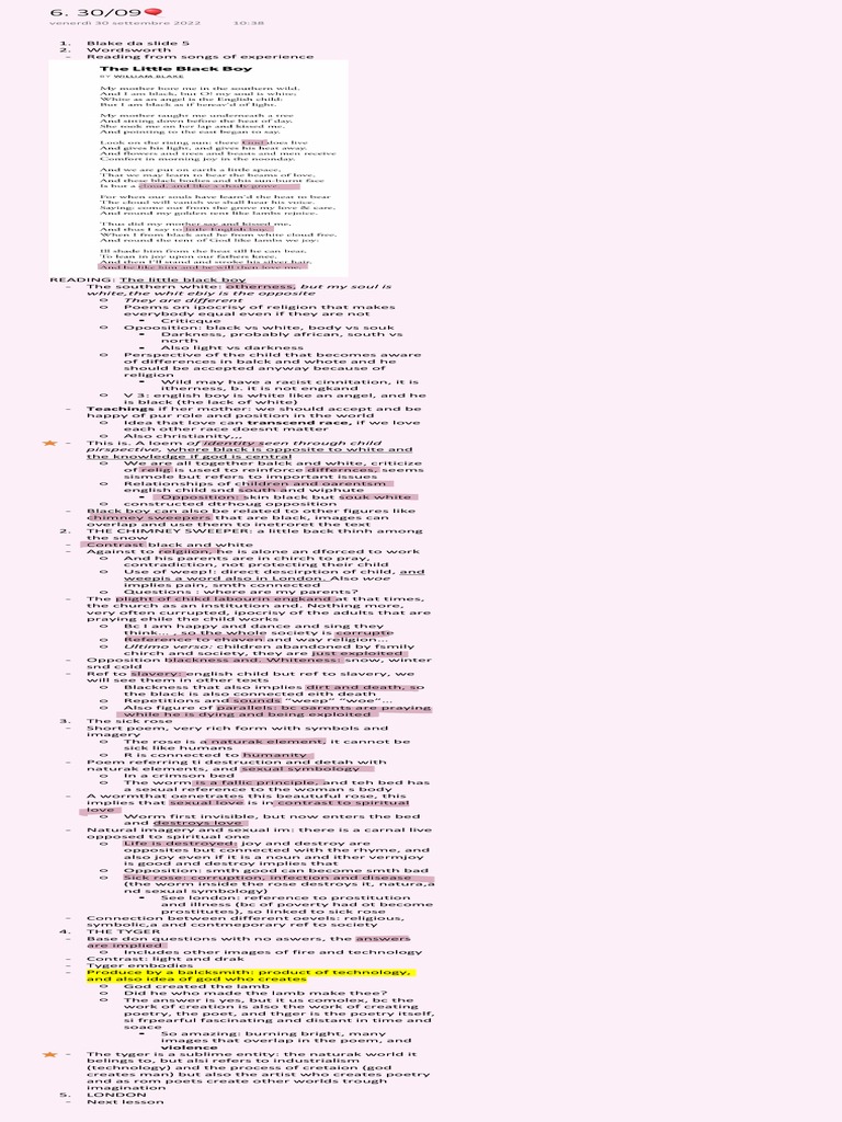 William Blake, Poem Analysis | PDF