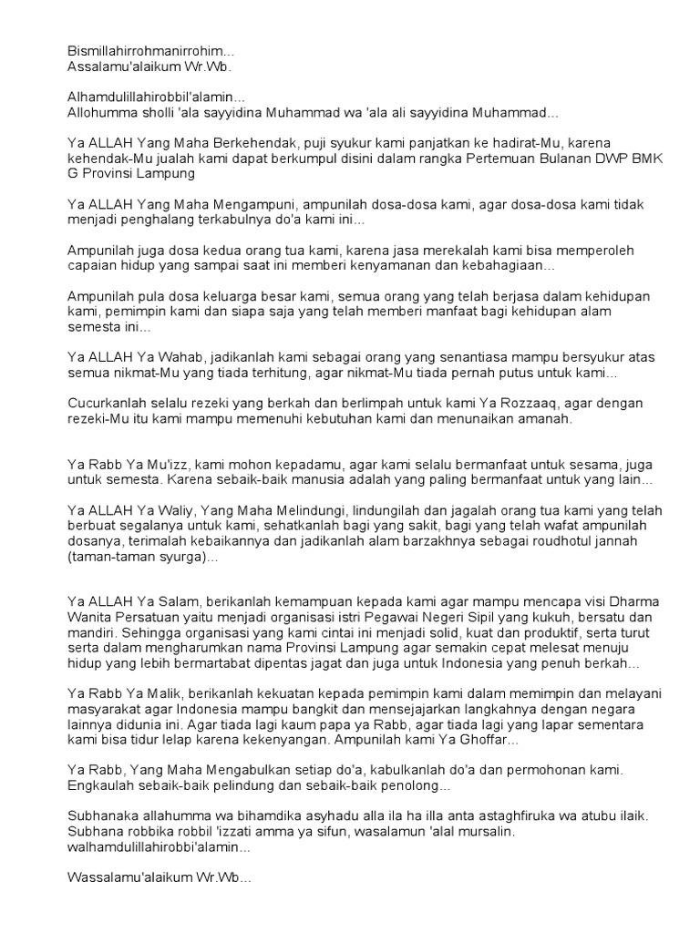 Doa DWP | PDF | Kajian Bahasa Asing | Agama & Spiritualitas