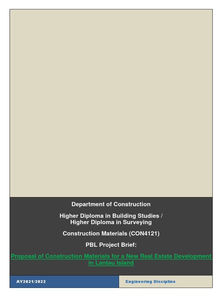 (CON4121) Project Brief of PBL - Construction Materials - Project ...