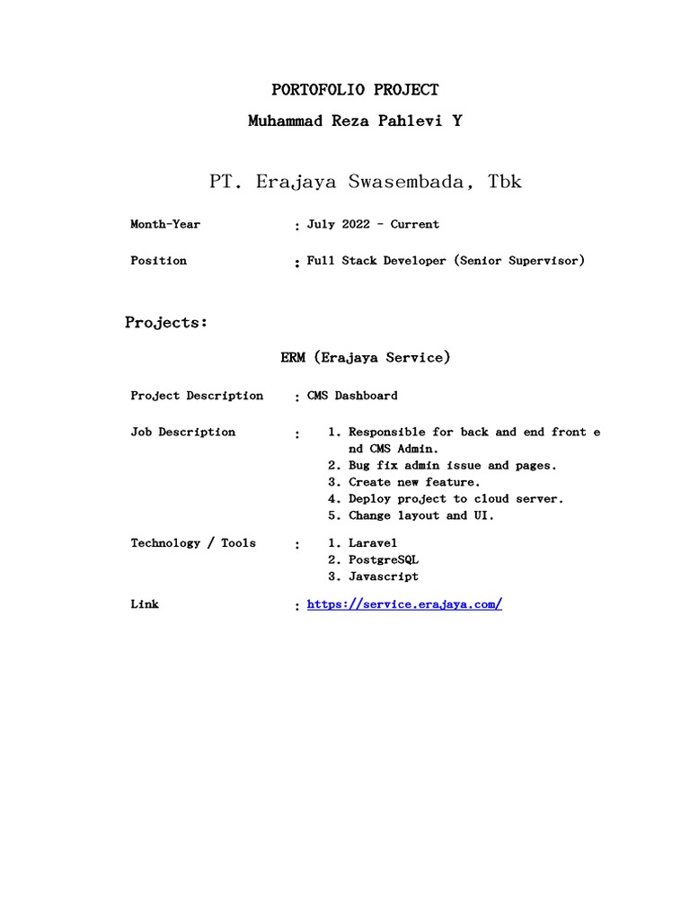 PORTOFOLIO PROJECT - Muhammad Reza Pahlevi Y | PDF | My Sql | Cloud ...