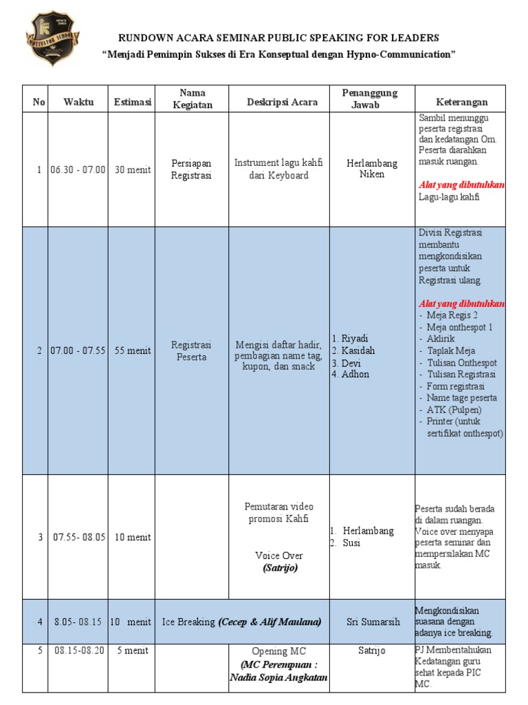 Draft Roundown Acara Seminar PMB 2022 (1) - 1 | PDF