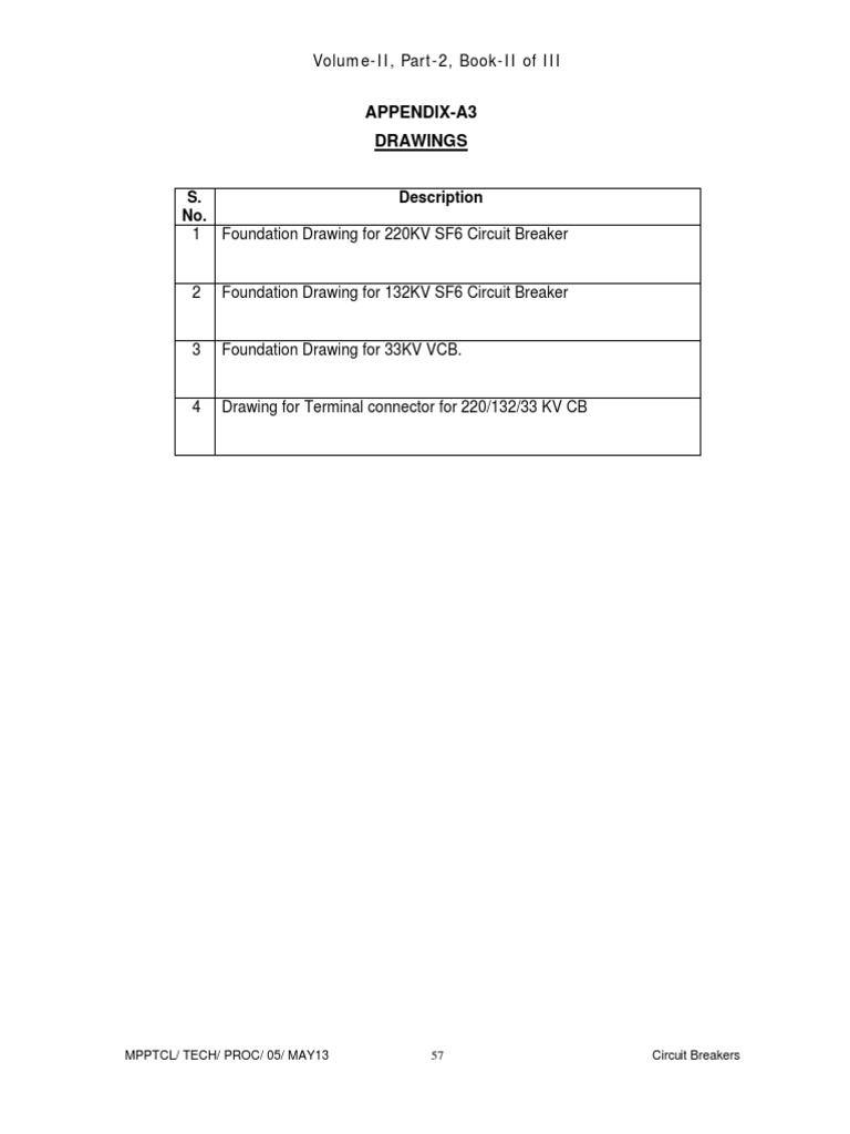 Foundation Drawings for 220kV, 132kV and 33kV Circuit Breakers | PDF ...