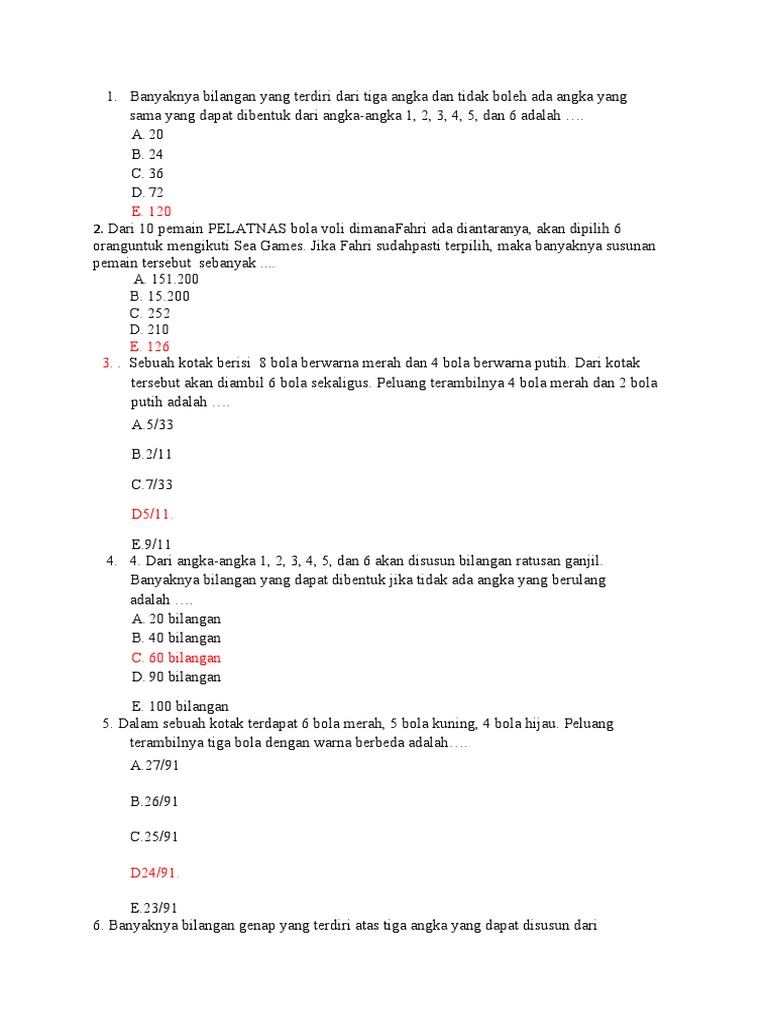 Kombinasi Bilangan Tiga Angka Unik | PDF