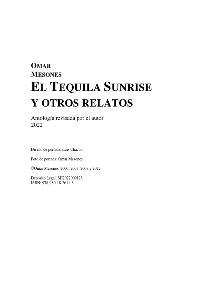 El Tequila Sunrise y Otros Relatos (Omar Mesones) | PDF