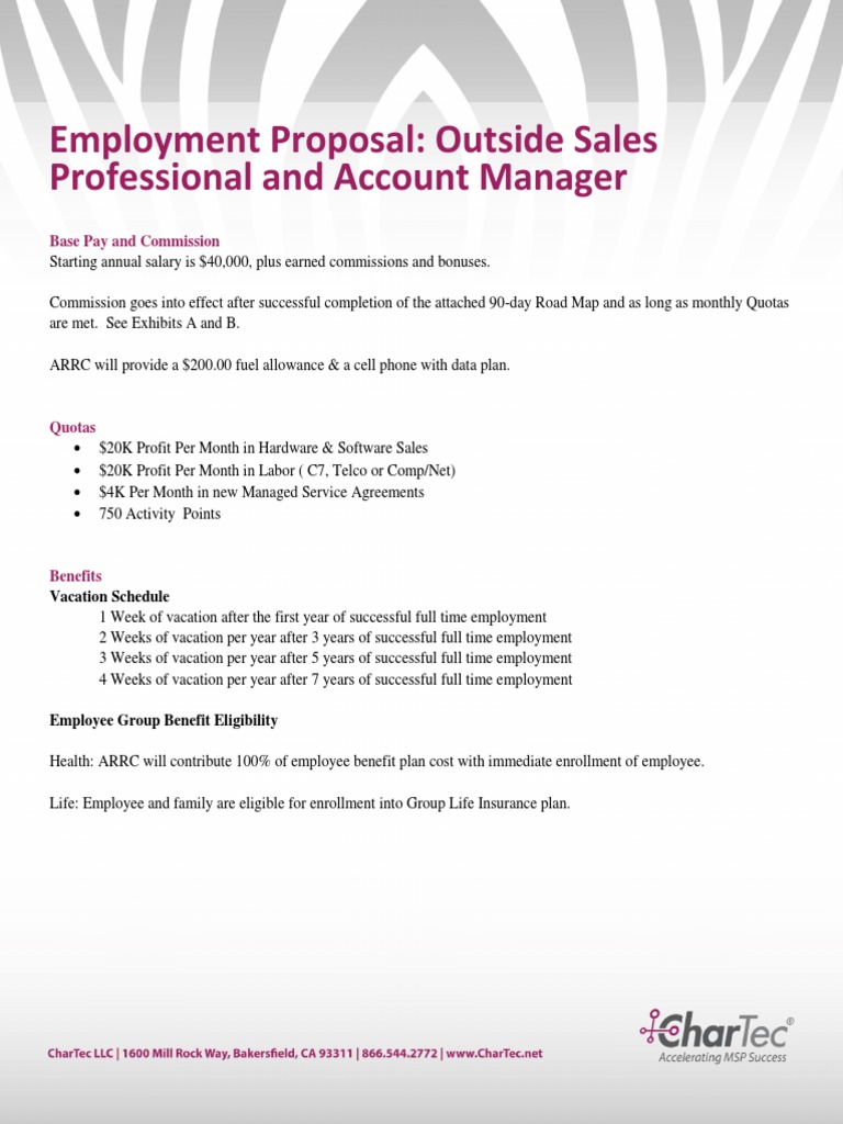 Outside Sales Employment Agreement | PDF | Employment | Sales