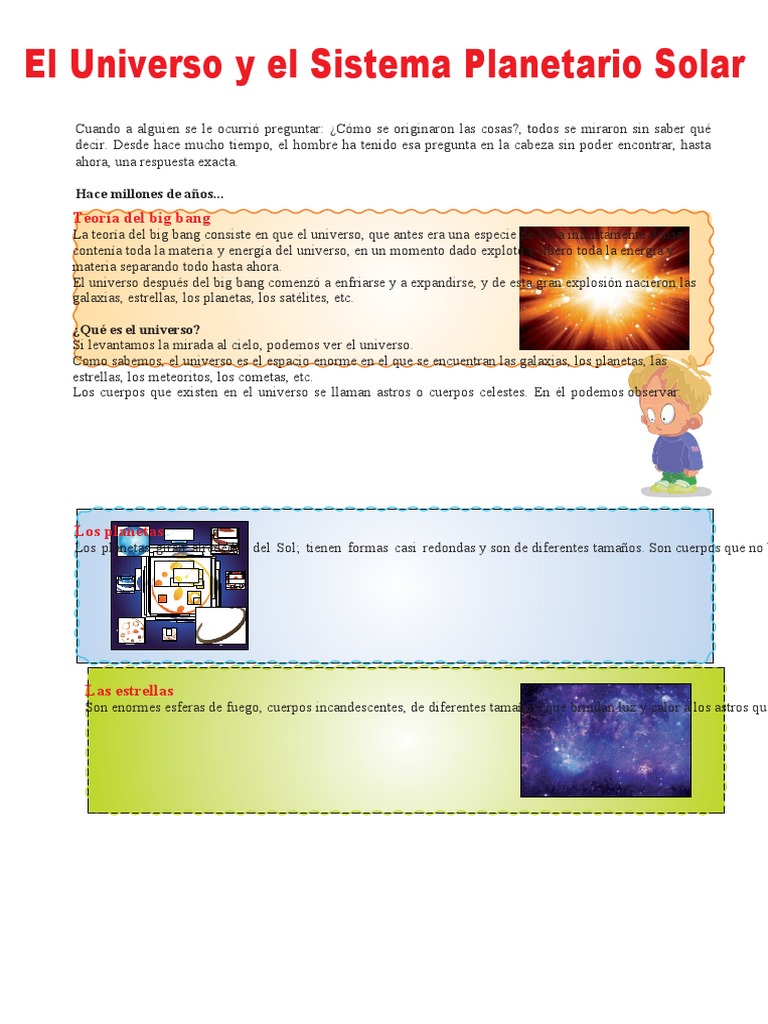 El Universo y El Sistema Planetario Solar para Teercer Grado de Primaria 2 | PDF | Universo ...