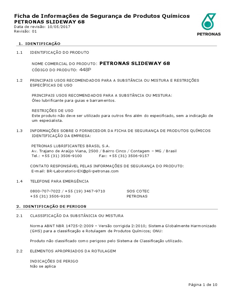 FISPQ - PETRONAS - Slideway 68 | PDF | Combustão | Natureza