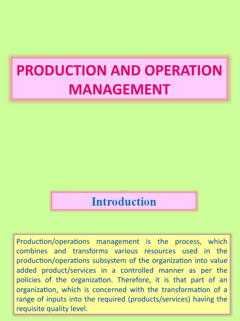 Overview of Production Management | PDF | Operations Management | Business