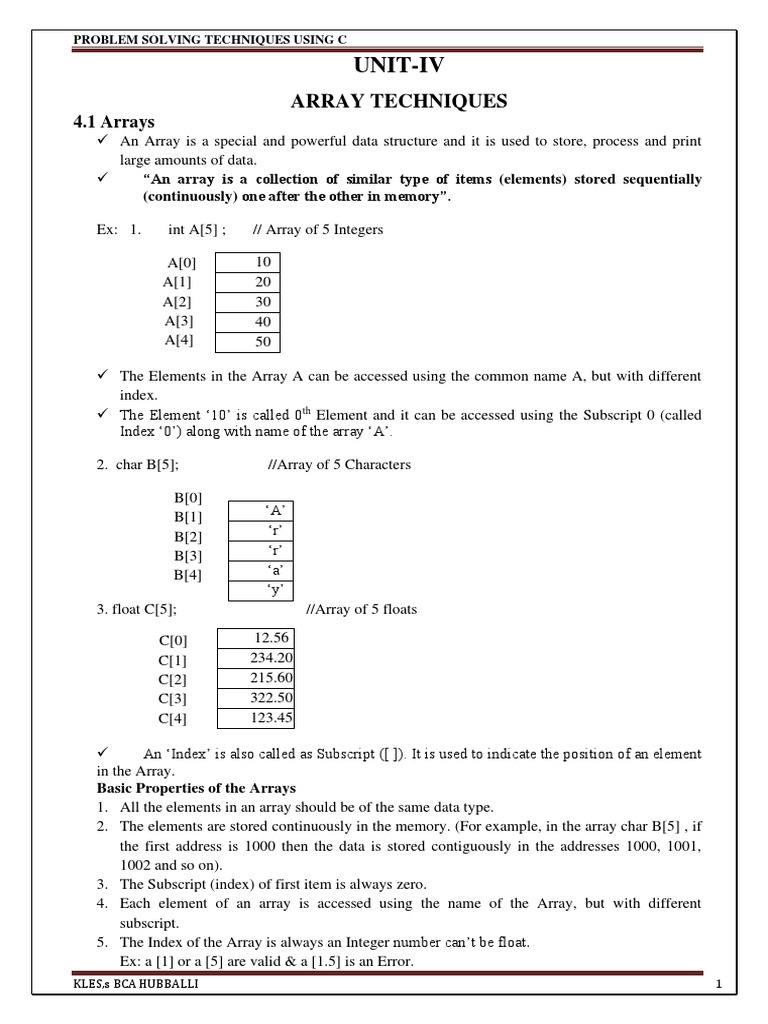C Array Techniques for Problem Solving | PDF | Computers