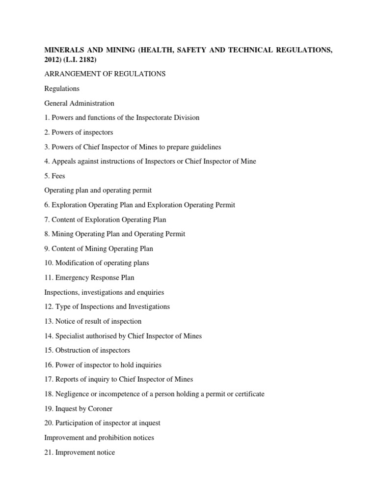 Hst-Minerals and Mining (Health, Safety and Technical Regulations, 2012 ...