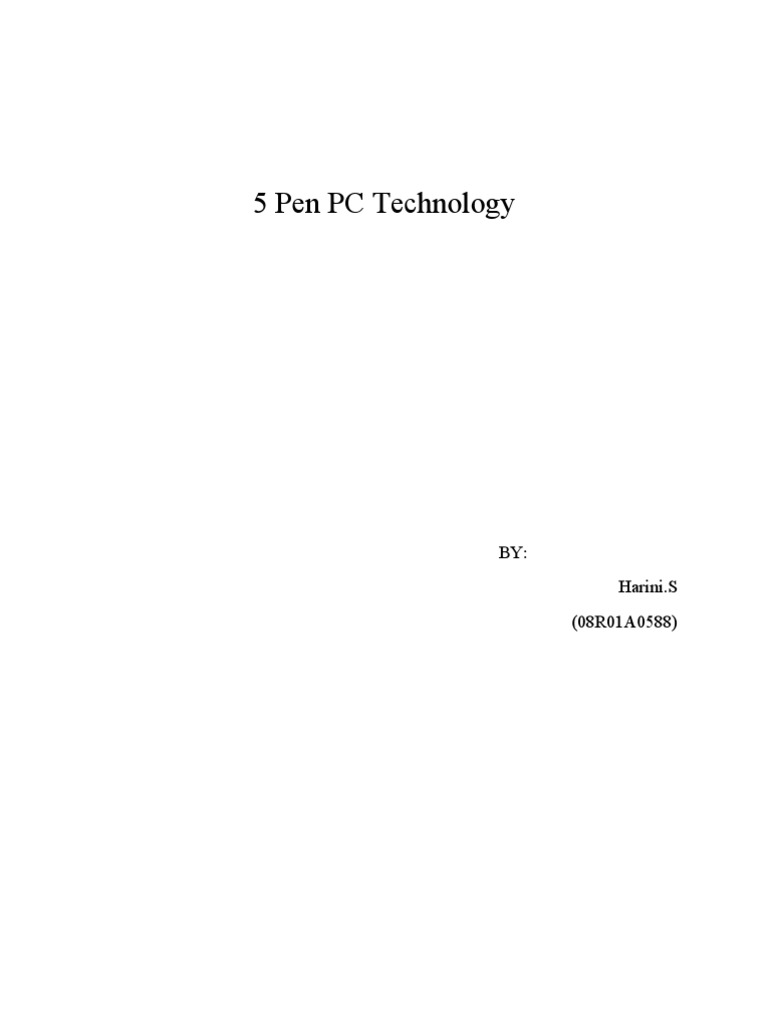 5 Pen PC Technology: BY: Harini.S (08R01A0588) | PDF | Games & Activities | Computers