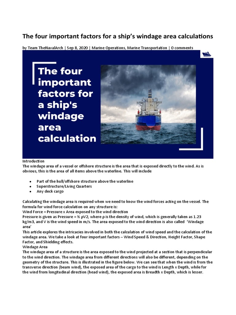 Calculating Ship Windage Area Factors | PDF | Area | Hull (Watercraft)