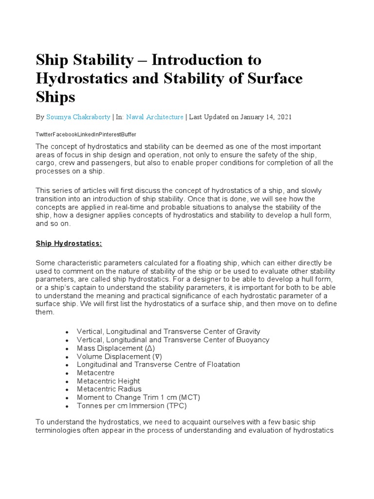 Ship Stability | PDF | Ships | Watercraft