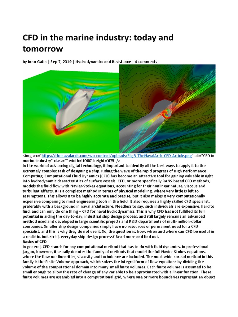 CFD in The Marine Industry | PDF | Computational Fluid Dynamics | Fluid Dynamics