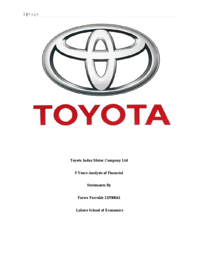 Toyota Indus Motor Company LTD, 20P00022, Khurram Abbas | PDF | Equity ...