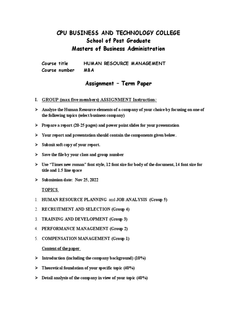HRM Assignment | PDF
