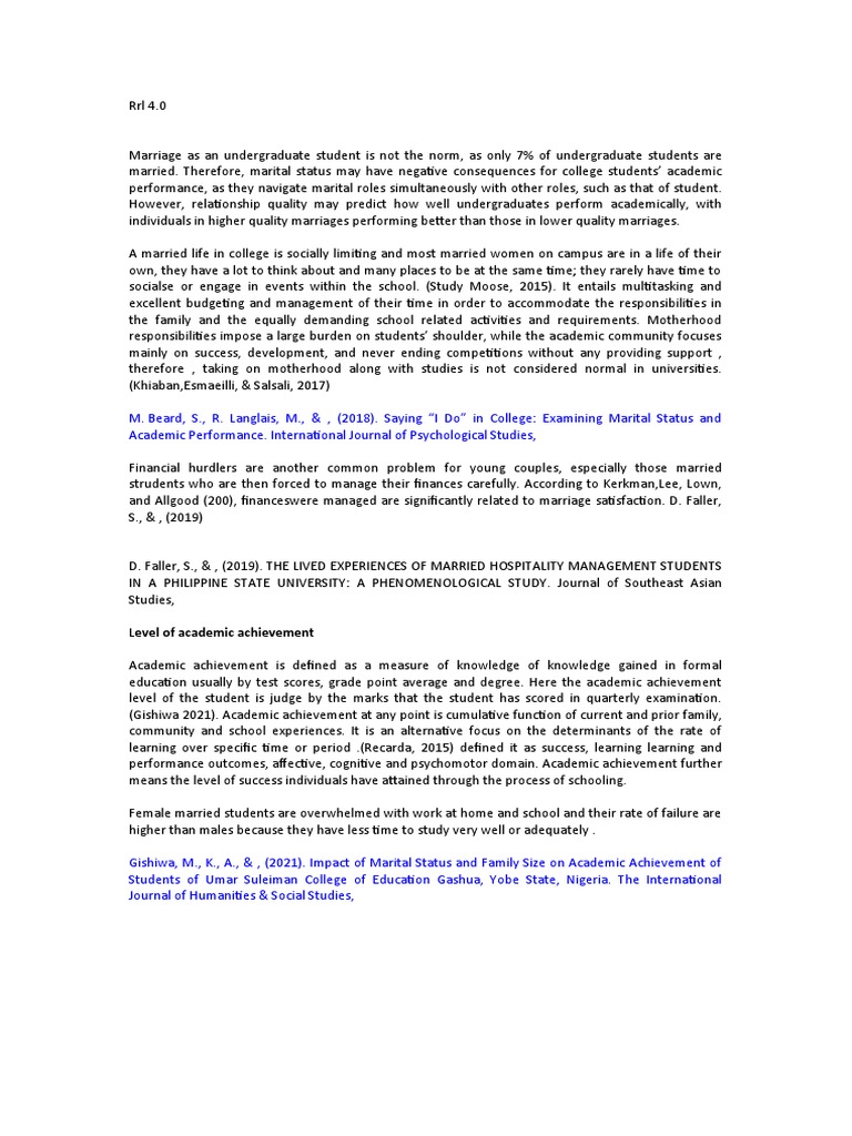 RRL 4.0 | PDF | Marriage | Behavioural Sciences