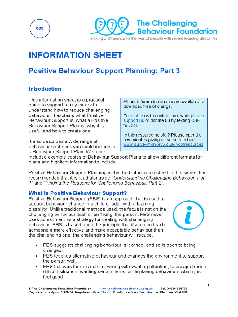003 Positive Behaviour Support Planning Part 3 | PDF | Behavior | Caregiver