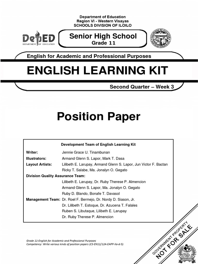 Grade 11 Position Paper Writing Guide | PDF | Career & Growth | Science ...