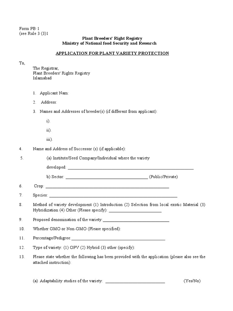 Form PB-1 | PDF | Plant Breeding | Biology