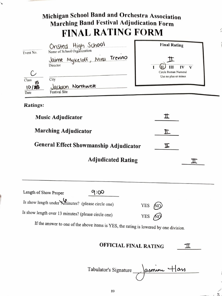 Michigan Marching Band Adjudication Form | PDF | Musical Compositions ...