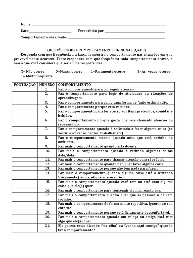 QABF Traduzido | Download grátis PDF | Comportamento