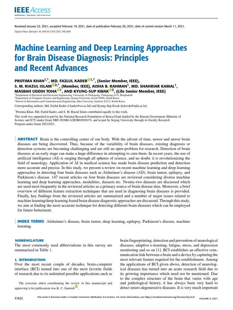 Machine Learning and Deep Learning Approaches For Brain Disease Diagnosis Principles and Recent ...